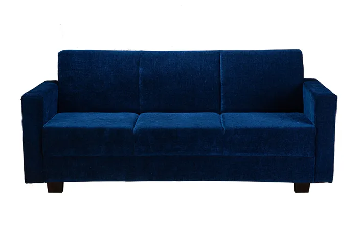 TR Isla 3 Seater Classic Blue Fabric Sofa On Rent | ThinkRenta.com